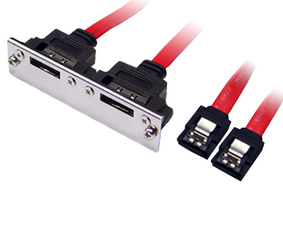 Dual eSATA 7pin receptacle to SATA 7pin plug (latch type) extension ...