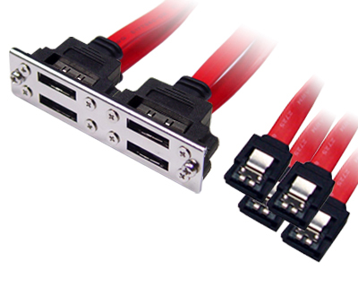 Quad eSATA 7pin receptacle to SATA 7pin plug (latch type) extension ...