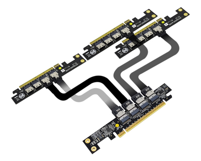 PCIEX16E-844E | PCIe x16 edge connector to one PCIe x8 & two PCIe x4 ...
