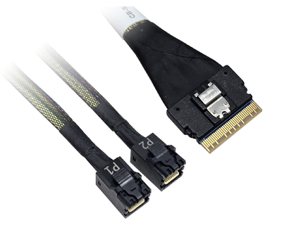 CB-S0085 | Two Mini SAS HD 4i (SFF-8643) plug to SlimSAS 8i (SFF-8654 ...