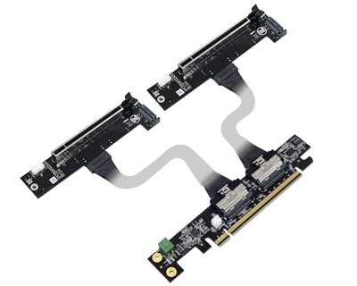 PCIEX16E-D8SA | PCIe 5.0/4.0 x16 edge connector to two PCIe x8 slots ...